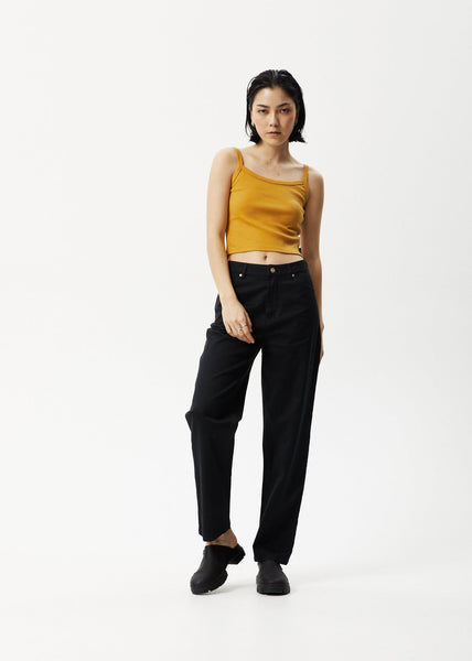 AFENDS Womens Taylor - Rib Singlet - Mustard - Afends US.